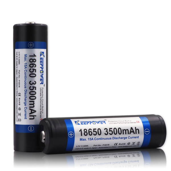 Keeppower 18650 3.7v 3500mah 15A High Drain PCB Protected Removable Li ...