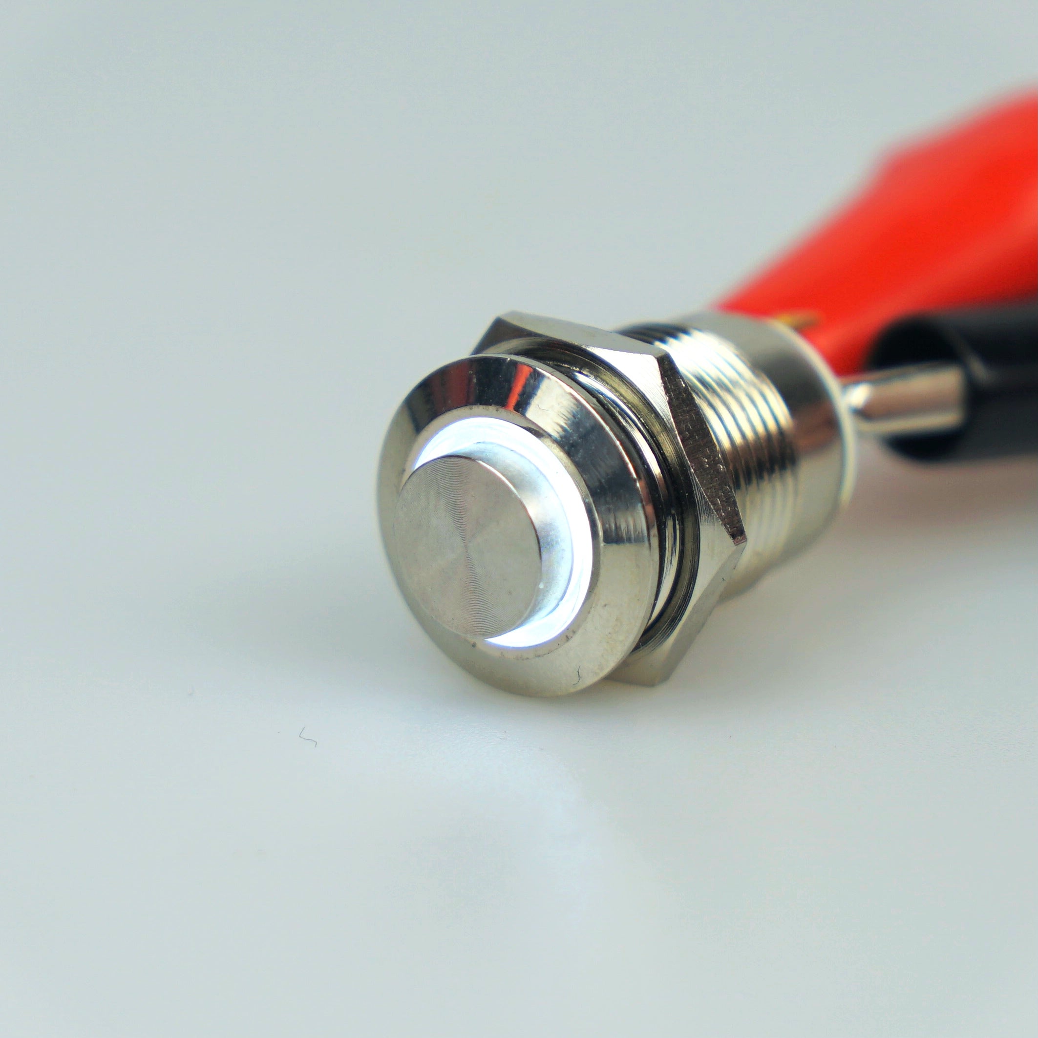 12mm AV Illuminated Momentary Switch White Ring - Raised Actuator – The ...