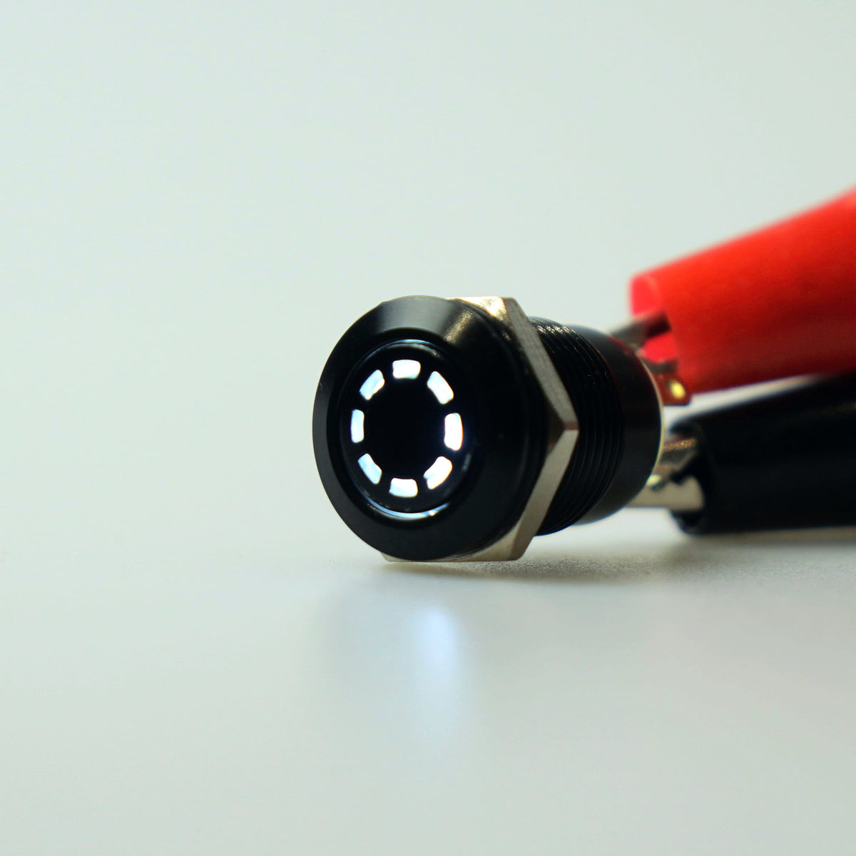 12mm Black AV Illuminated Momentary Switch White - Dashed Ring – The ...