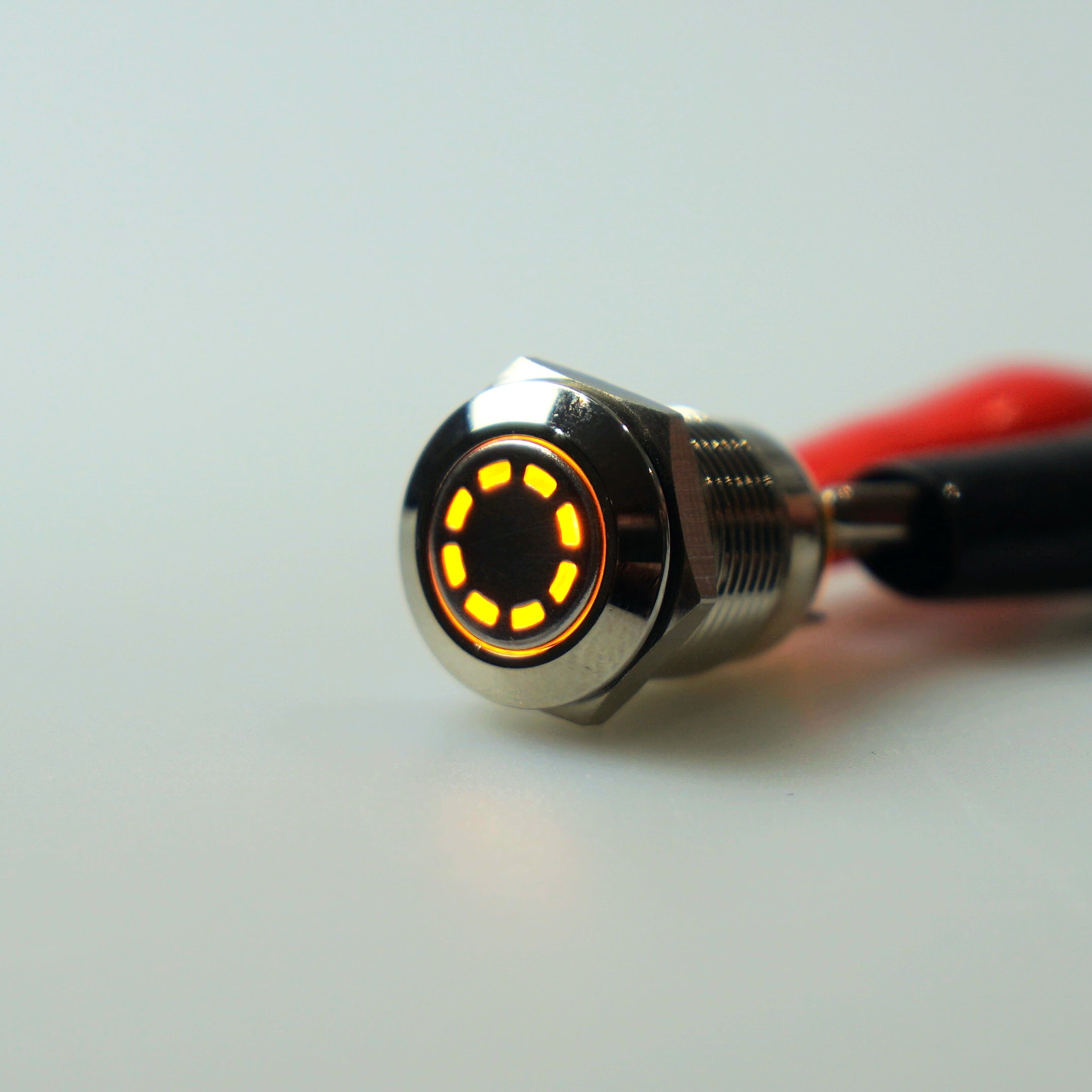 12mm AV Illuminated Momentary Switch Yellow - Dashed Ring – The Saber ...