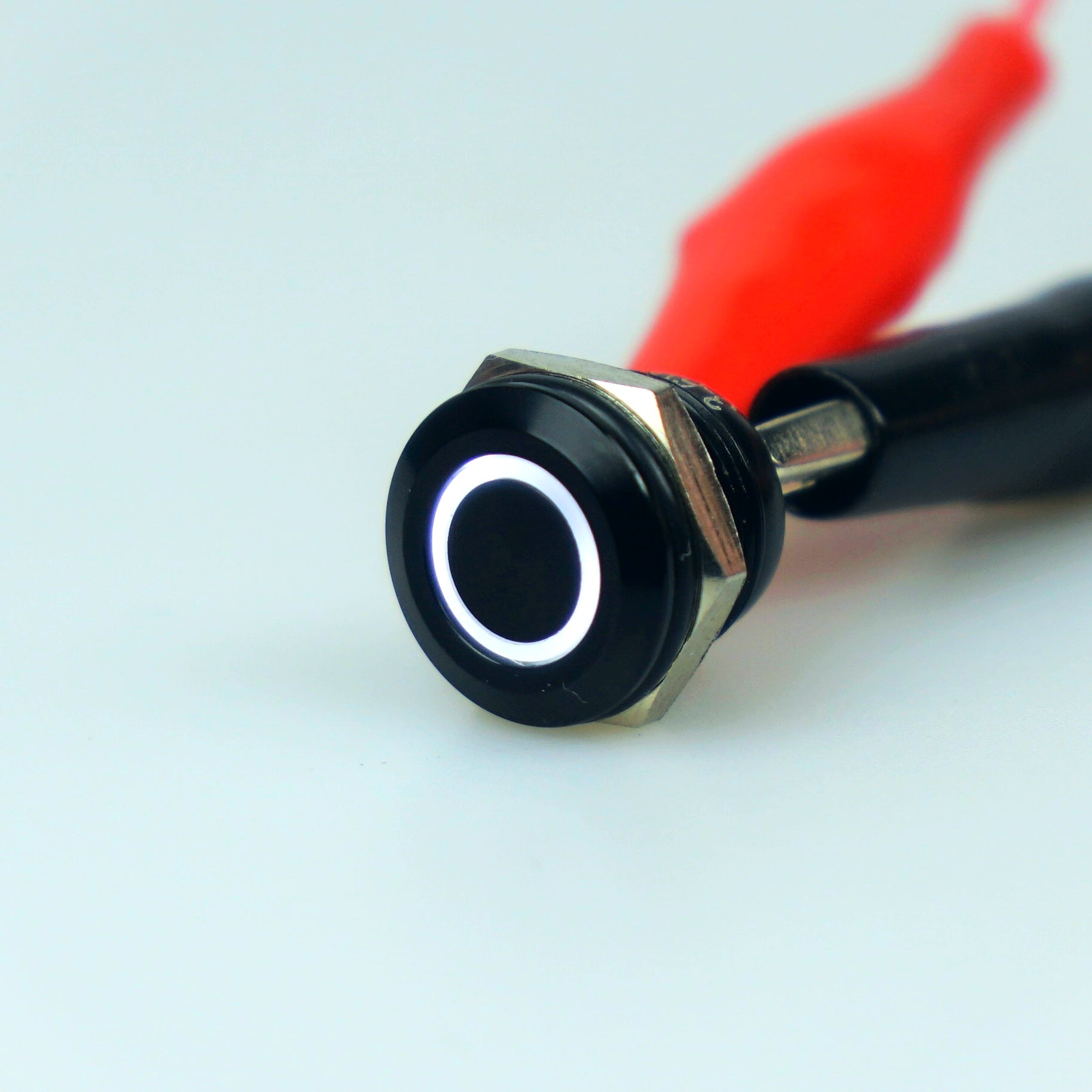 Short Body Black 12mm AV Illuminated Momentary Switch White Ring – The ...